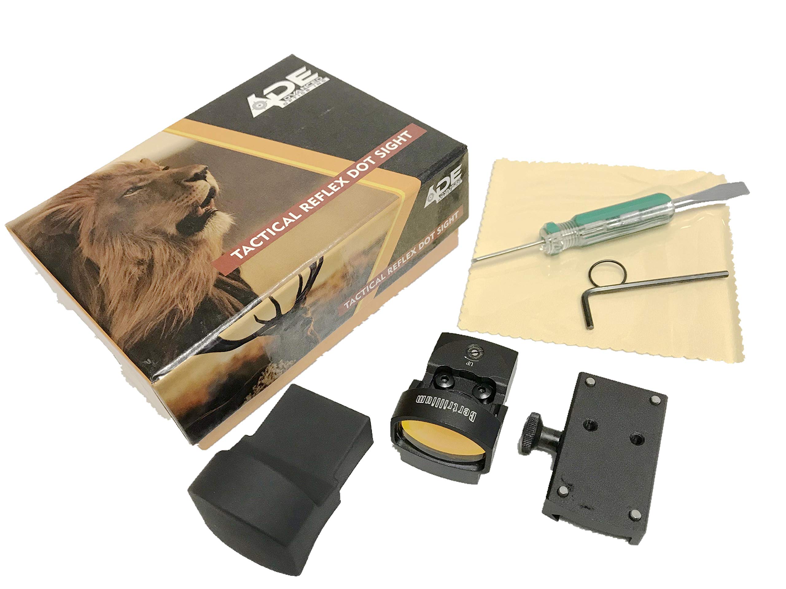 Ade Advanced Optics Bertrillium RD3-013 Red Dot Reflex Sight + Optic Mounting Plate for Taurus PT111 G2, Millennium G2, G2C, G3 with Original Rear Sight, PT140 G2, PT709, PT740, TX22 + Pictinny Plate
