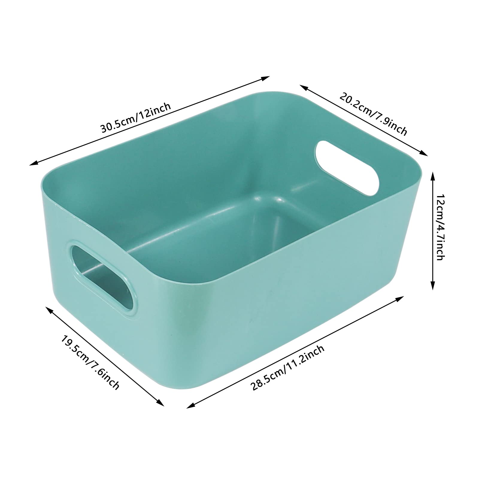 6 PCS Plastic Basket Set, Plastic Storage Baskets Pantry Bins Kitchen Spice Rack Organizer for Shelves Drawers Pantry Closet Countertops Classroom Bathroom 12 In x 7.9 In x 4.7 In (Green)