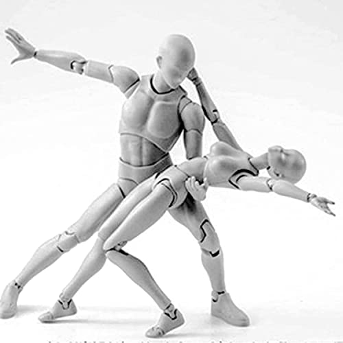 CUYUFIA Action Figures Body-Kun DX & Body-Chan DX PVC Model SHF(Grey Color) with Box Drawing Figure Models for Artists (Male+Female)