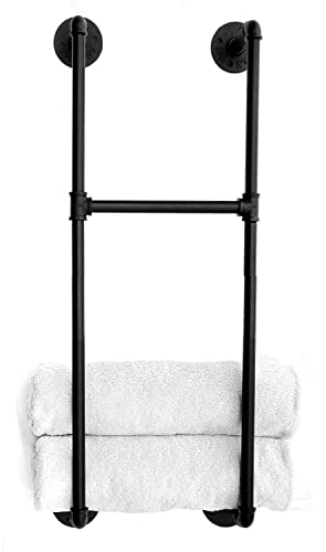 Bathroom Towel Rack, Wall Mounted Industrial Pipe Organizer Holder, Bath Hand Towel Washclothese Storage Holder, RV Camper Organizer Shelf