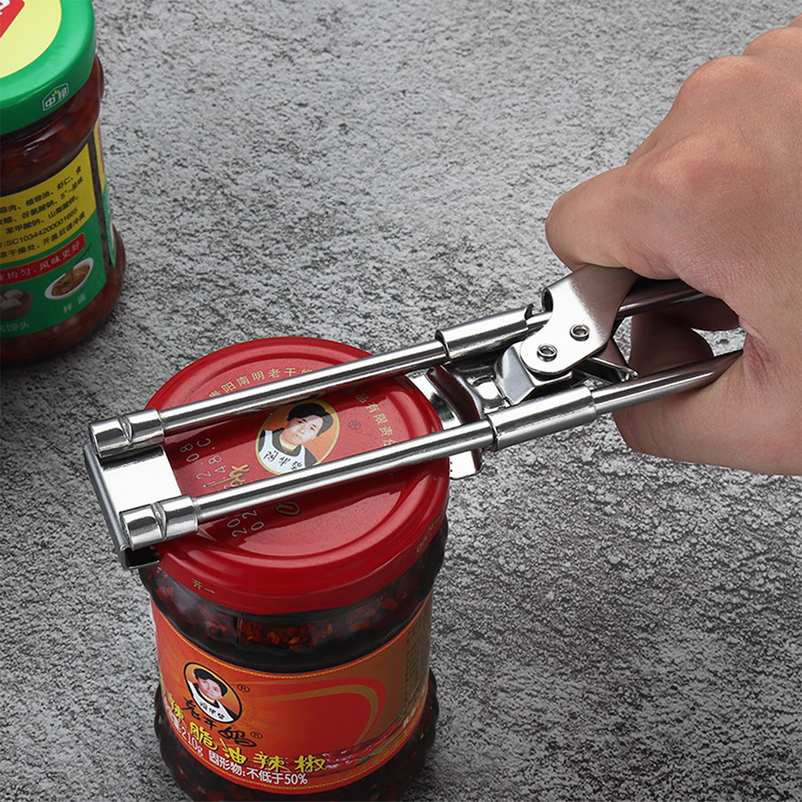Andux Adjustable Stainless Steel Jar Bottle Opener Multifunctional Lid Gripper Easy Opener Tool Kitchen Accessories KGQ-02