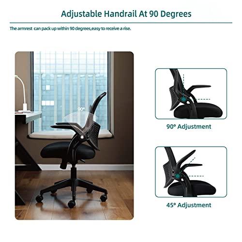 Armless Desk Chair - Small Home Office Chair with Wheels, PU Leahter Low Back Vanity Chair with Lumbar Support, Adjustable Height 360° Rolling Swivel Computer Task Chair Without Arm for Small Space