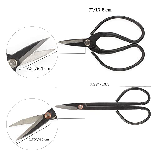 BambooMN Bonsai Basics Set - 7.2" Trimming Shears & 7" Heavy Duty Butterfly Shear - 1 Set