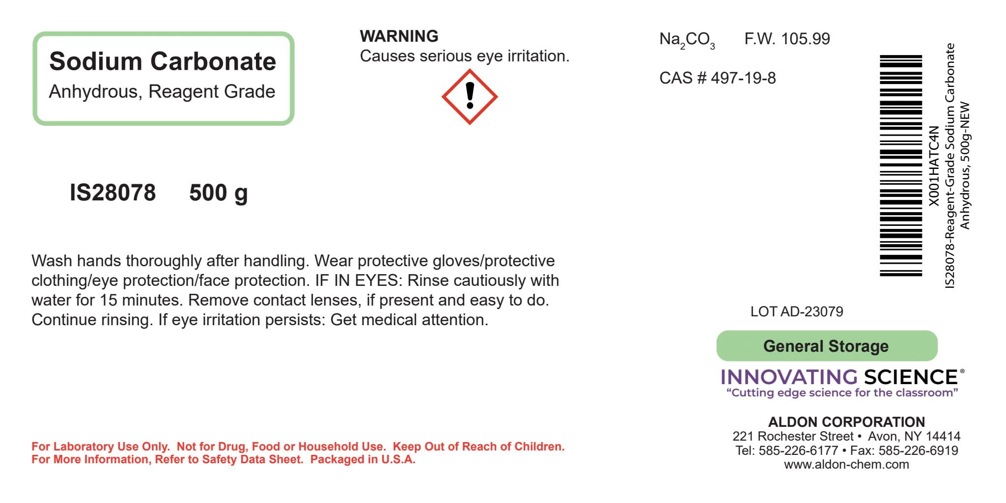 ALDON Innovating Science Reagent-Grade Sodium Carbonate Anhydrous, 500g - The Curated Chemical Collection