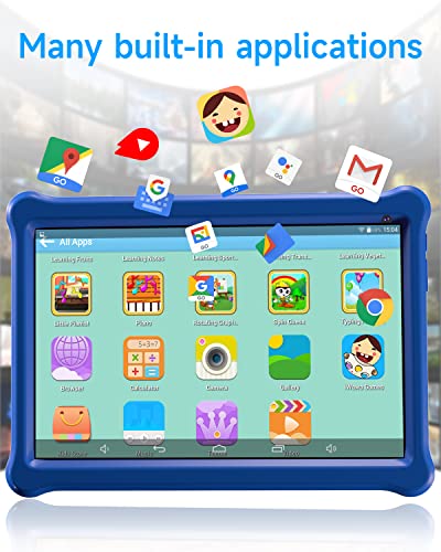 COOPERS Kids Tablet 10 inch, Android Tablets for Kids 32GB ROM 512GB Expand, Parental Control Toddler Tablet, GMS Certified, Kids Software Pre-Installed, WiFi, Dual Camera,with Shockproof Case, Blue