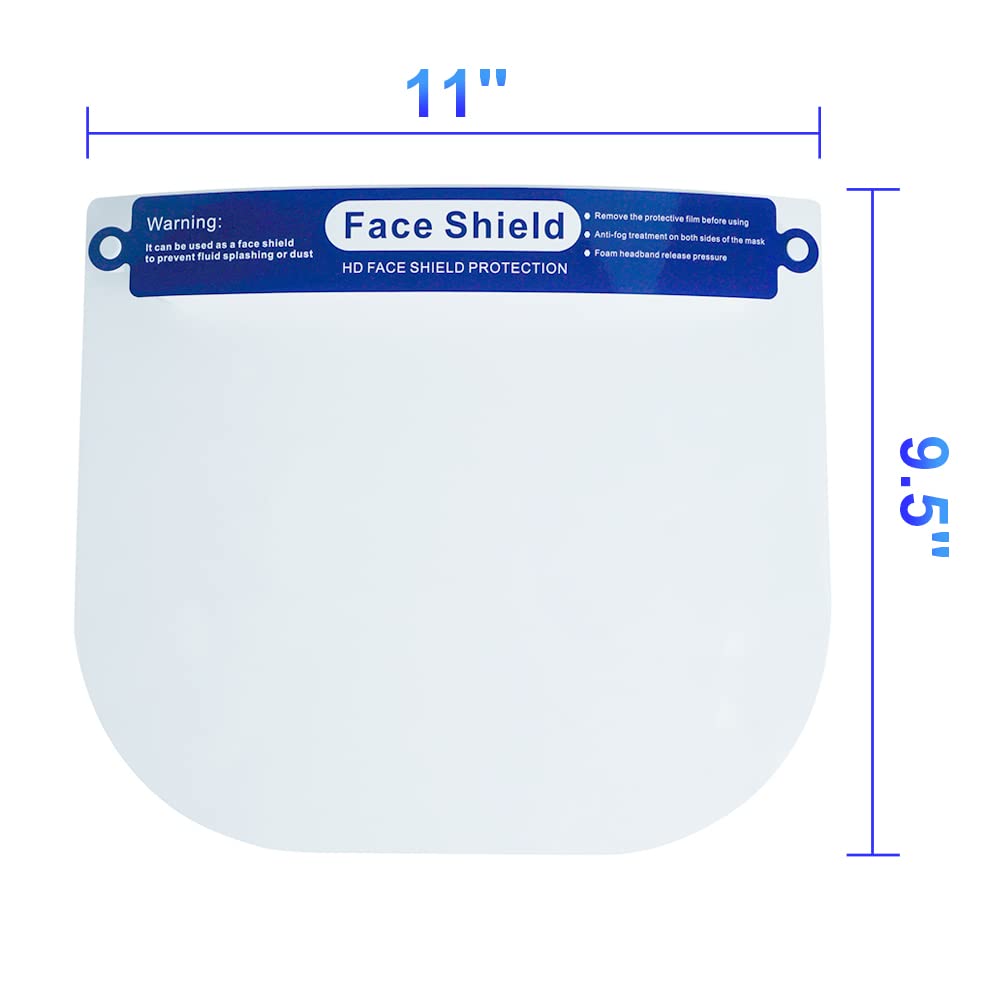 ANDX 10 Pack Safety Clear Face Shield Anti Fog Face Shield for Women & Men Protective Face Shields