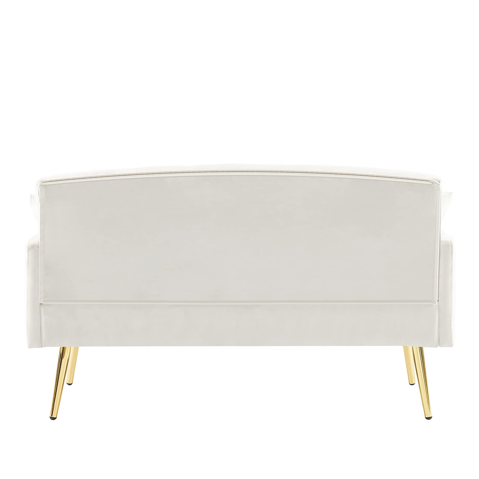 Antetek Upholstered Velvet Loveseat Sofa, Modern Small Sofa Couch with Side Pocket and Golden Metal Legs, Tufted Leisure Sofa for Living Room, Bedroom, Office, Small Space, Light Beige