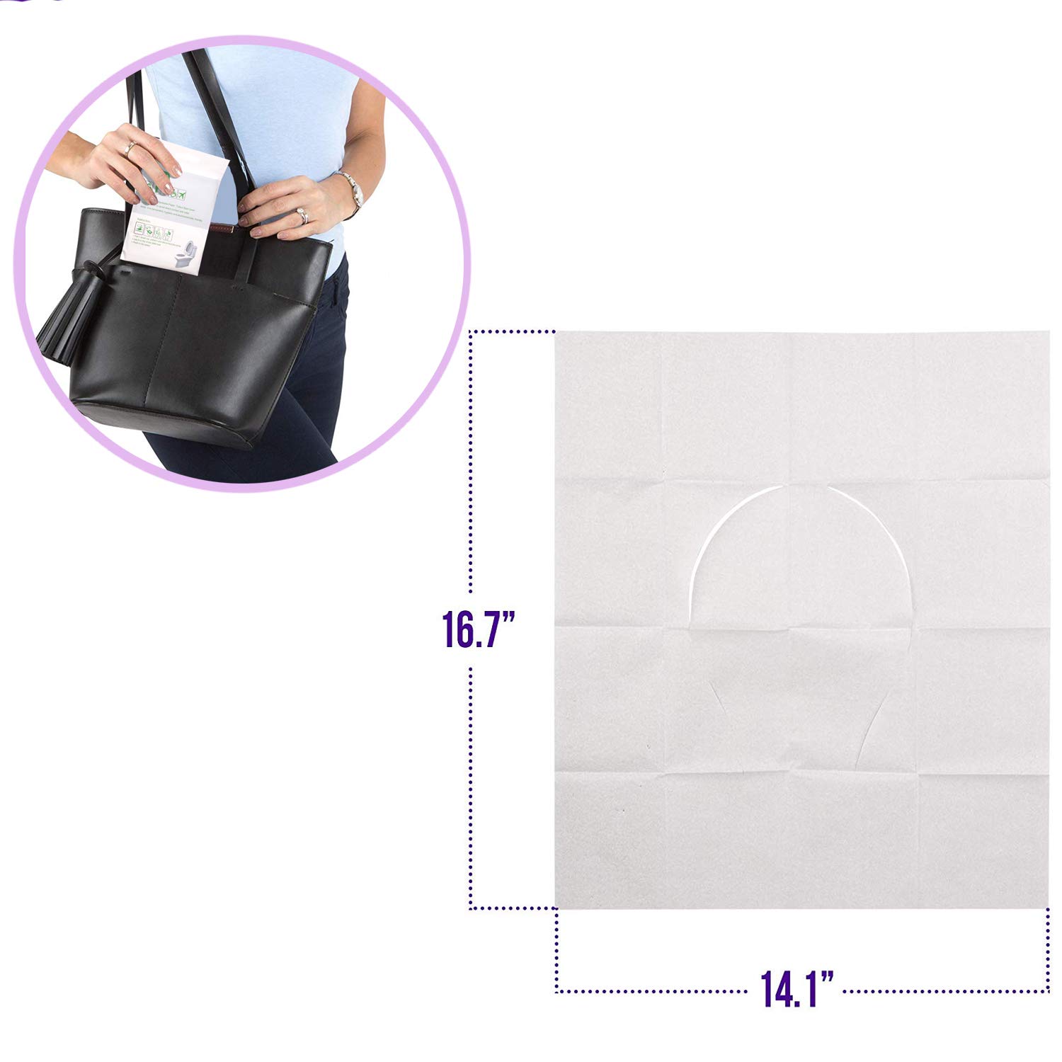 Super More Disposable Toilet Seat Covers 100 pack XL Can flush, used for Adults for Kids potty training, is used in Public toilet, Airplane, train, Camping, essentials for travel.