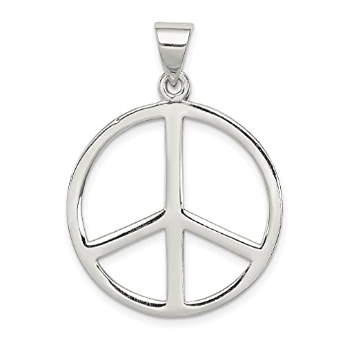 925 Sterling Silver Peace Sign Inspirational Symbol Necklace Charm Pendant 35mm x 24mm Only