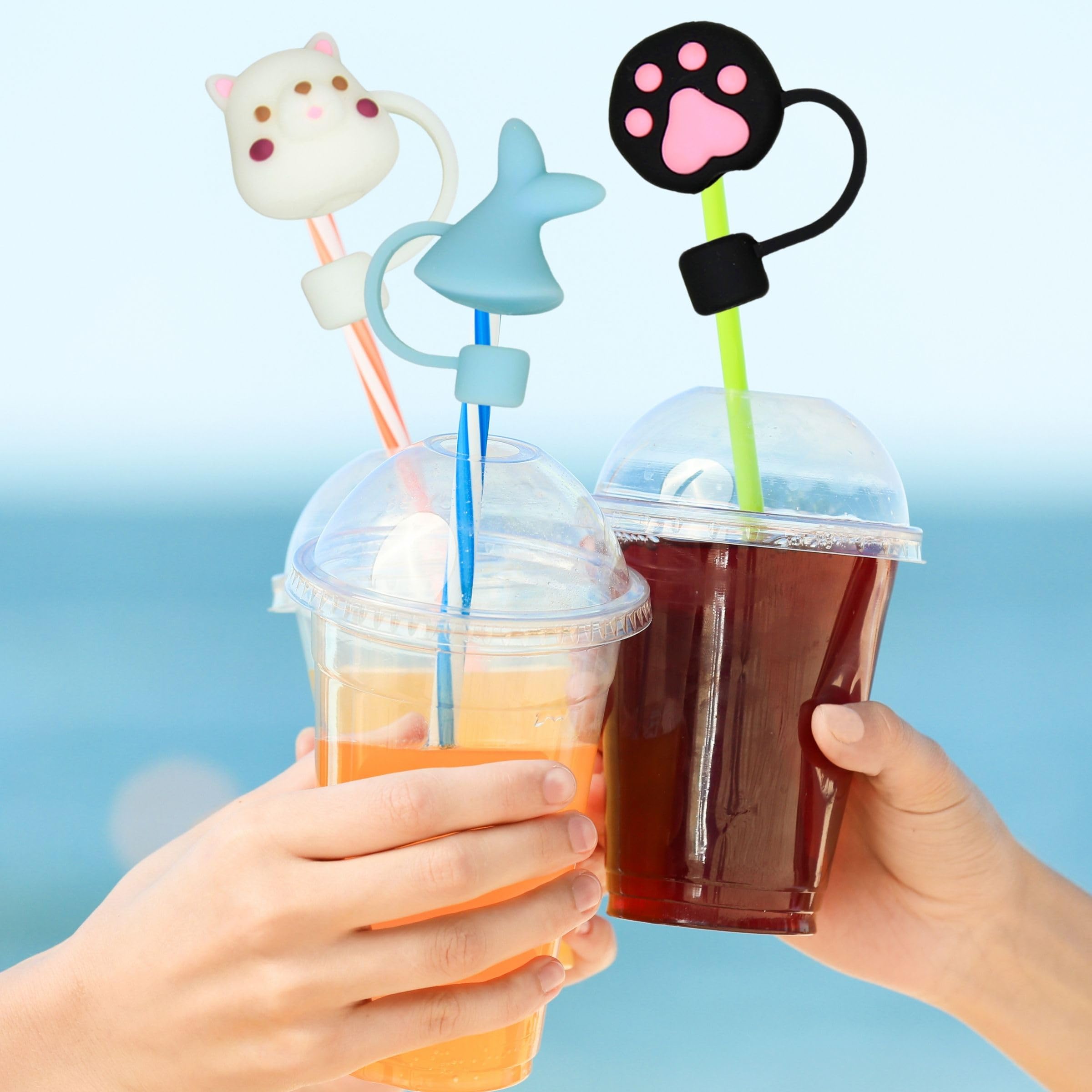 8 Pack Straw Covers, Silicone Animal Themed Straw Toppers For 8mm Straws, Cute Dust-Proof Reusable Straw Tips Lids