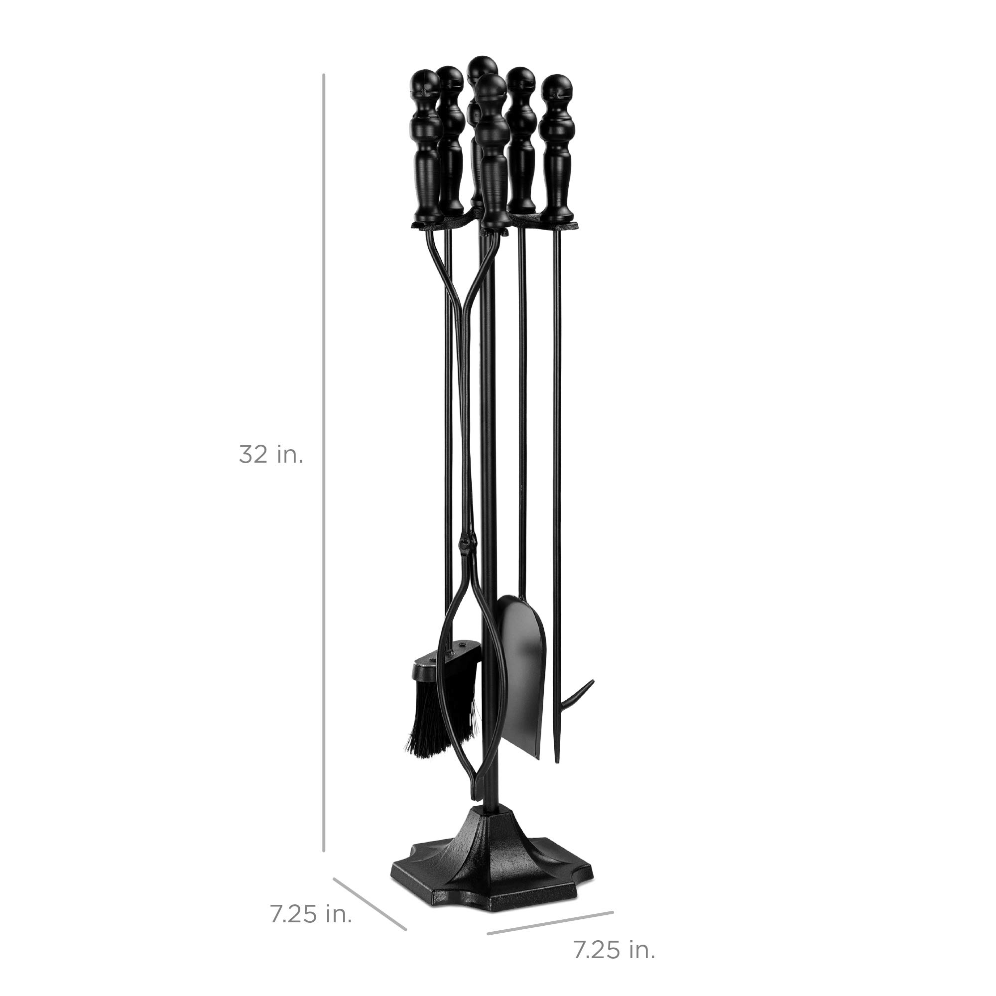 Best Choice Products Fireplace Tool Set 5pc Indoor Wrought Iron Outdoor Firepit Tool Set w/Poker, Tongs, Broom/Brush, Stand - Copper