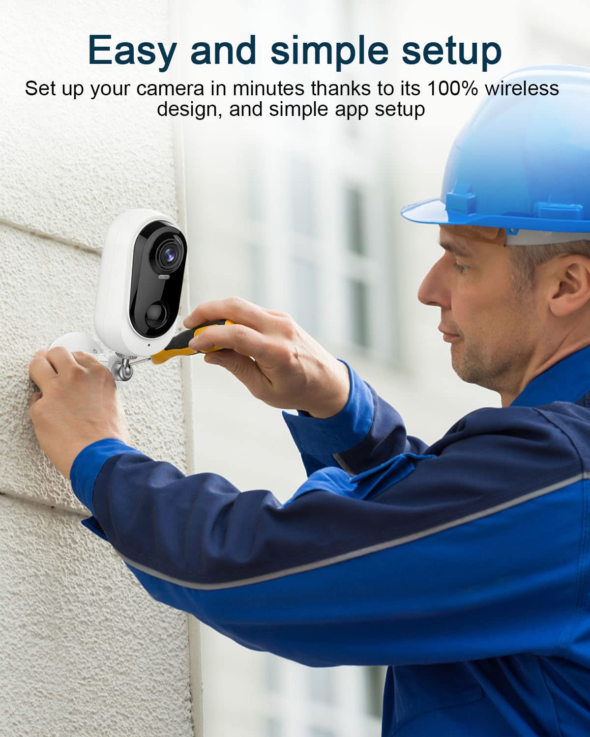 BG ANGEL Security Camera Outdoor, Wireless 1080P Home Surveillance Cameras, WiFi Camera Rechargeable Battery Powered w/Color Night Vision, PIR Motion Detection Sensor, Siren Alarm, 2-Way Audio, IP65