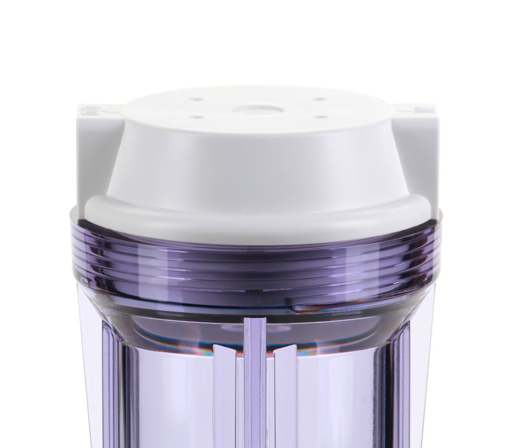 Hydronix HF2-10CLWH38, 10" Clear Housing with White Flat Cap for RO & Filtration Systems, 3/8" Ports