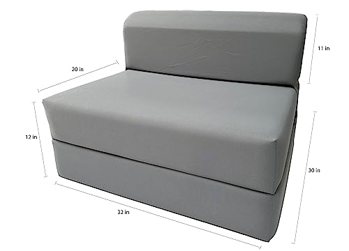 D&D Futon Furniture Gray Sleeper Chair Folding Beds, Convertible Studio Sofa Bed, High Density Foam (70 x 32 x 6 in Thick)