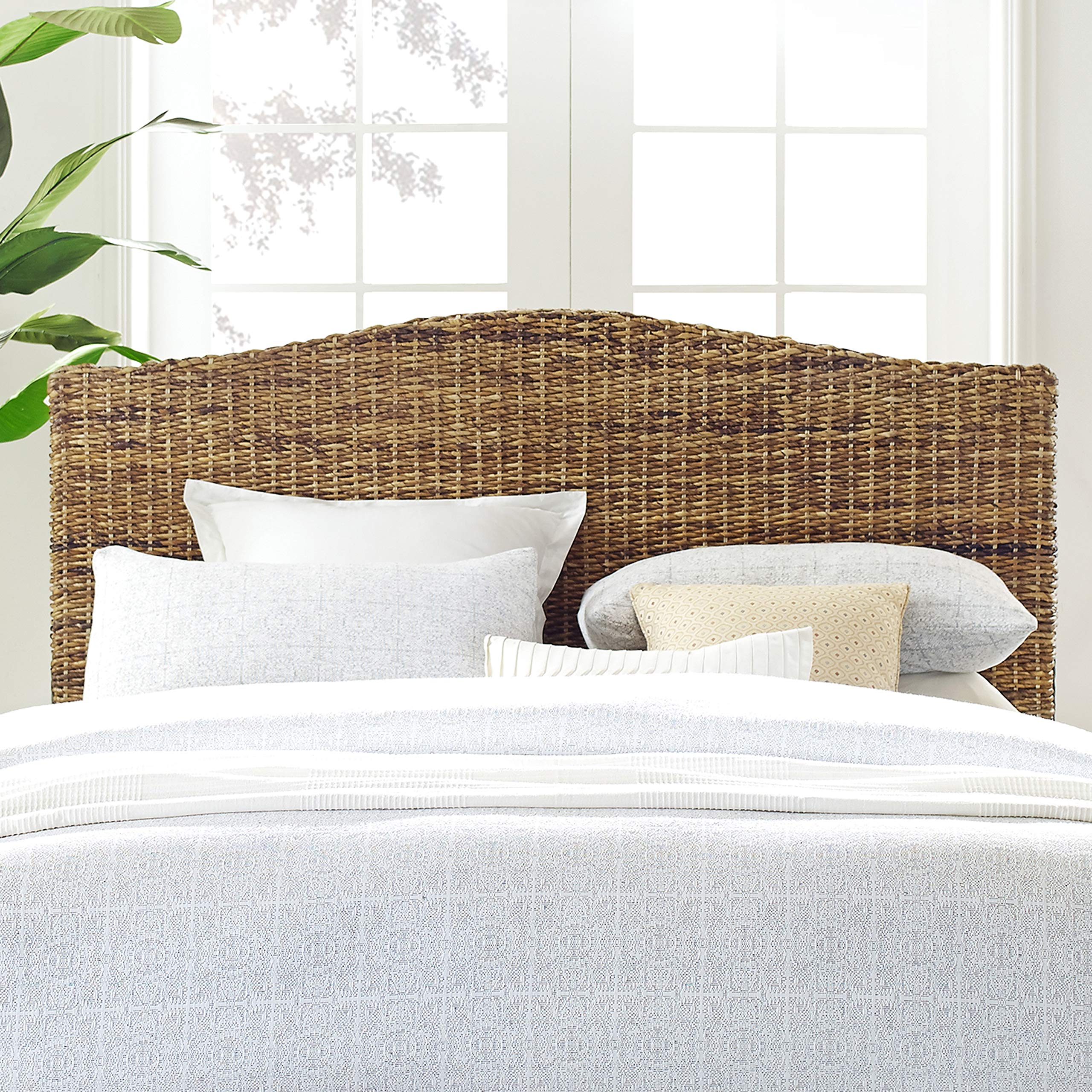 Crosley Furniture Serena Handwoven Natural Fiber Rattan Bed Headboard, Banana Leaf, King
