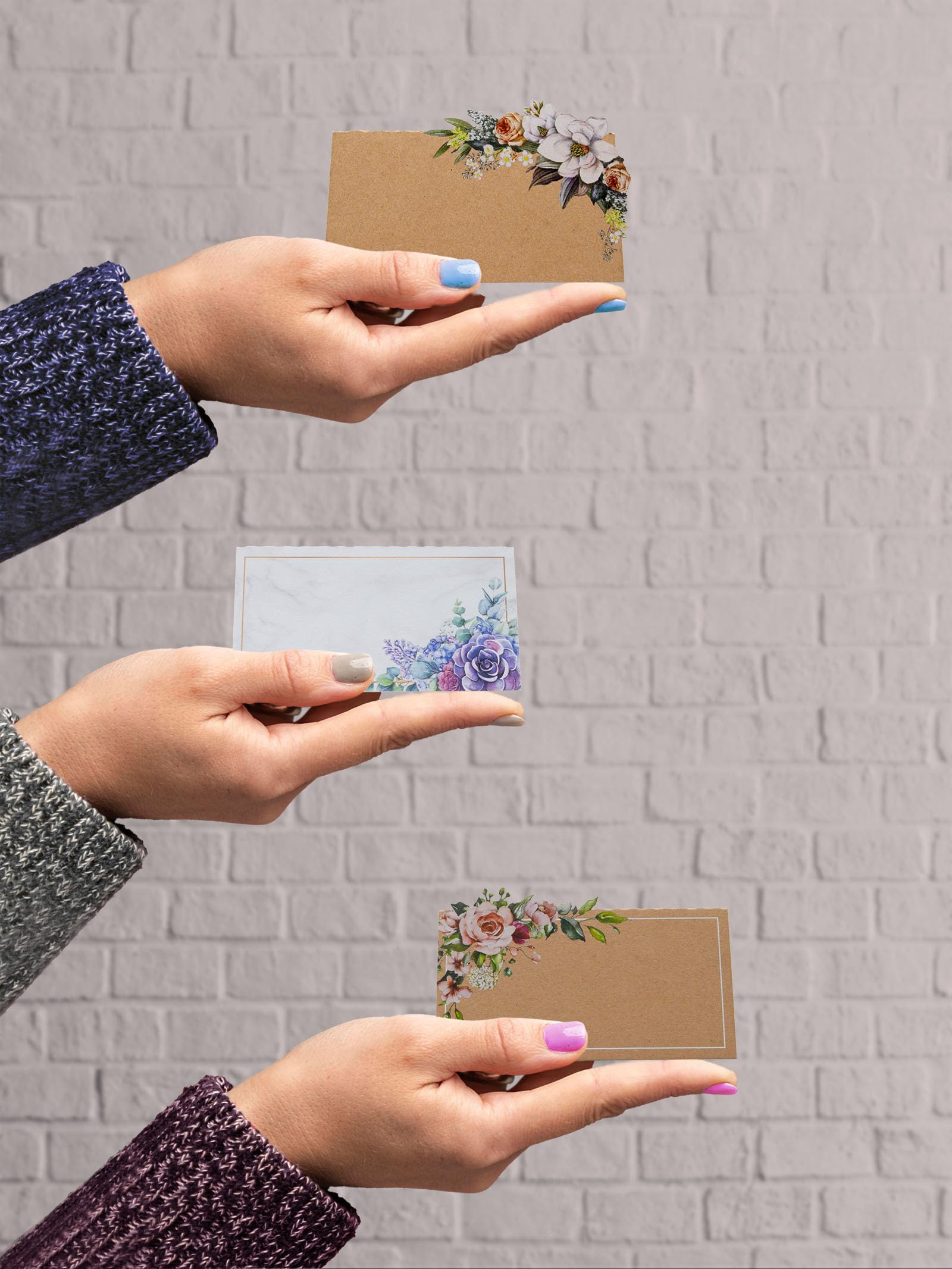 48 Spring/Summer Rustic Floral Theme Wedding Place Cards in Kraft Cards (Kraft Brown without Border)