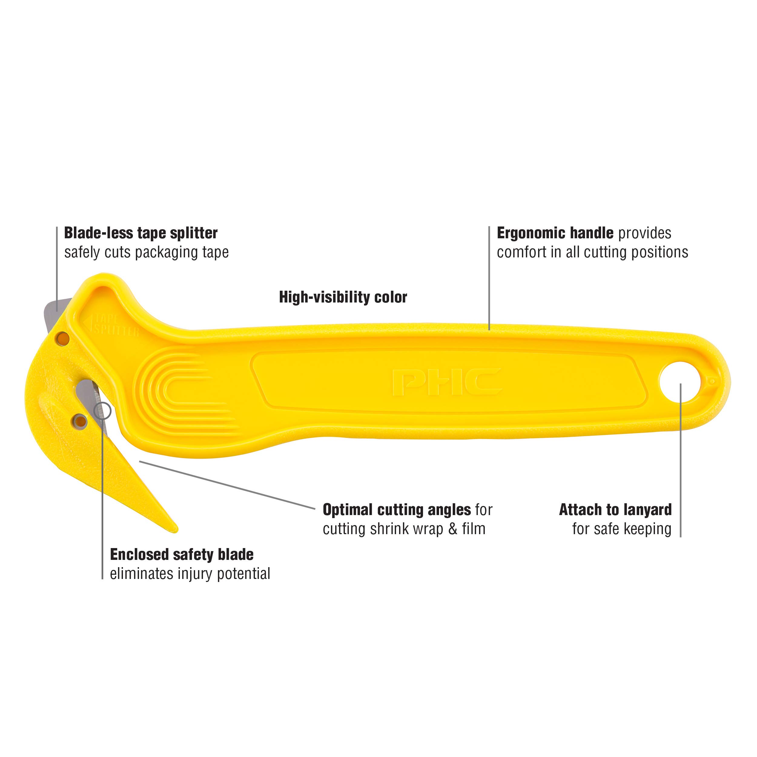 Pacific Handy Cutter DFC364 Disposable Film Cutter, Sharp & Durable Steel Blade & Pacific Handy Cutter CL36 Clip-On Coil Lanyard, For Utility Knives, Safety Cutters, and Hand Tools