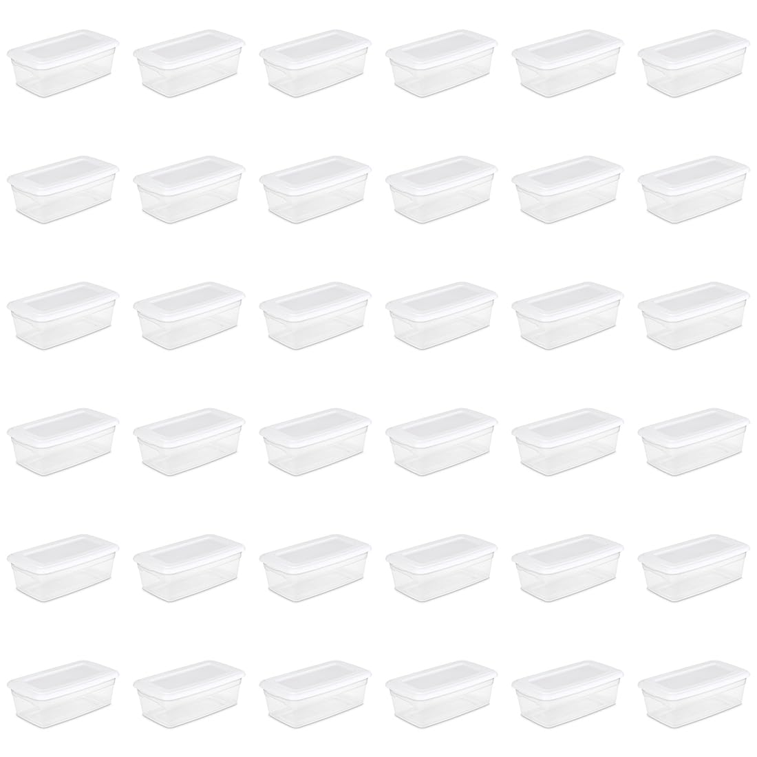 6 Qt. Plastic Storage Box, Storage Container Bin with Lid, Stackable Nestable Shoe Box Tote Shoebox Closet Organization School Art Supplies, Space - Saving Organizing Solution, 36 - Pack