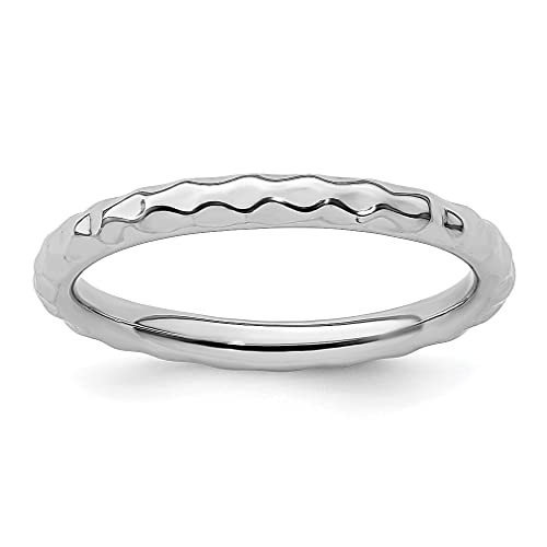 925 Sterling Silver Hammered Stackable Ring Textured Fine Jewelry For Women Gifts For Her