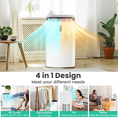 COSTWAY Portable Air Conditioner, 14000 BTU 4 in 1 AC Unit with Cool, Fan, Heat & Dehumidifier, Alexa Voice-Enabled Air Cooler with WiFi Smart App Control, LED Display, 24H Timer, Cools up to 700 Sq. Ft (14000BTU)