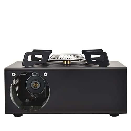 ADDOT Portable Butane Stove - Compact Single Gas Burner for Camping, Backpacking, and Travel - Piezo Electric Ignition - Includes Carrying Case (Black)