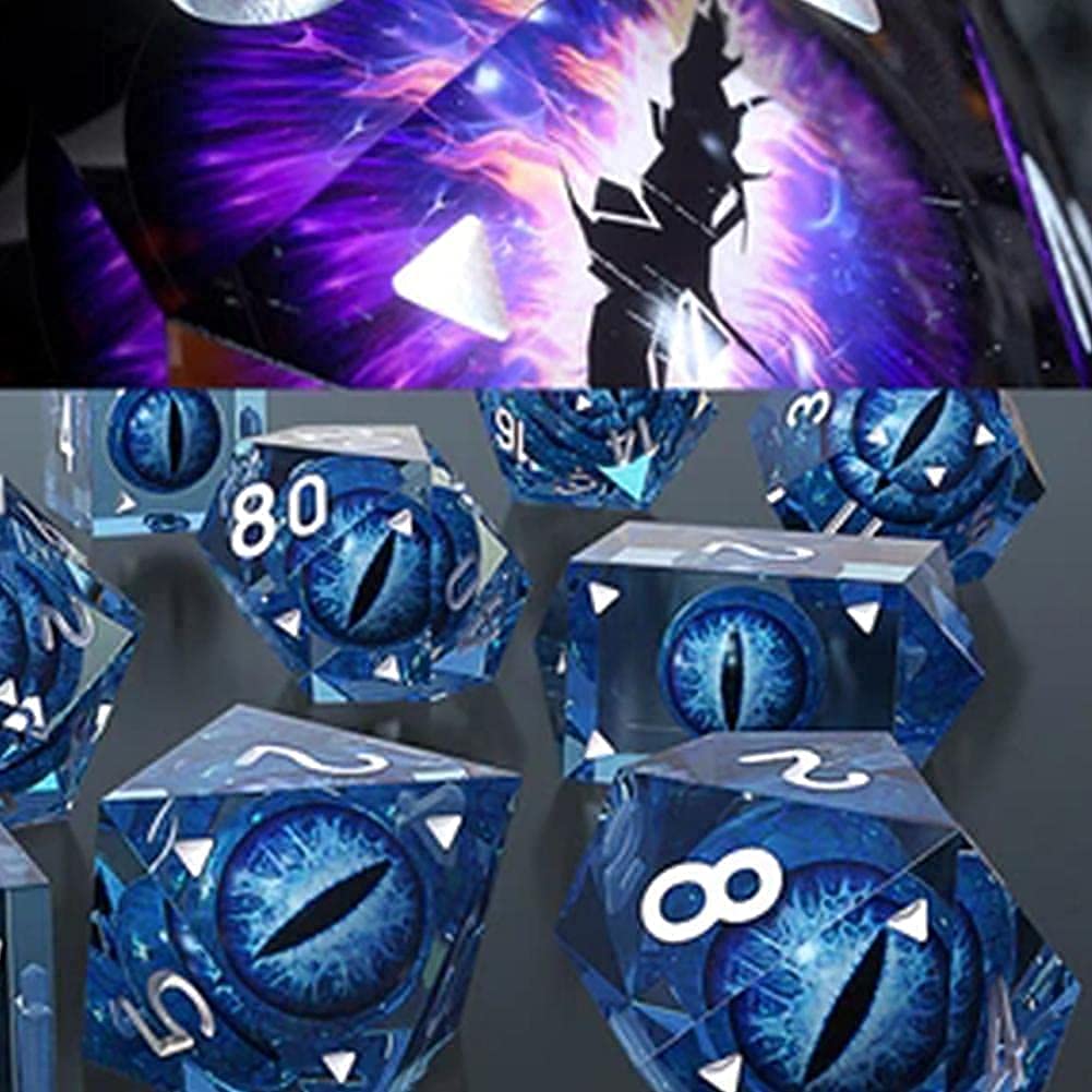 Dragon Eye Dice - The Chromatic Dragon Collection,Mini Crystal Dice，Resin Dragon Eye Dice Set,Colorful Polygonal Dice,Shinny Polyhedral Dice Set Filled With Eyeball,For Role Playing Dice Games (White)