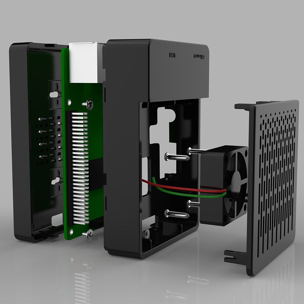 Raspberry Pi 3 B+ Case, iUniker Raspberry Pi Fan ABS Case with Cooling Fan, Raspberry Pi Heatsink, Simple Removable Top Cover for Pi 3 B+, Pi 3 Model B, Pi 2 Model B (Black for 3B+/3B)