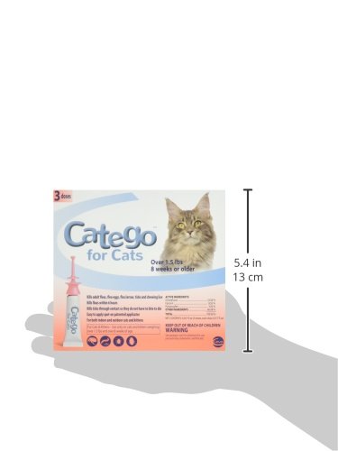 Catego Fast-Acting Flea and Tick Treatment For Cats/Kittens (Over 1.5 lbs) Kills Fleas Within 6 Hours, Prevents Flea Re-Infestations