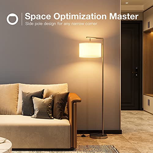 addlon Montage Modern Floor Lamp for Living Room Lighting - Bedroom & Nursery Standing Accent Lamp, Mid Century, 5' Tall Pole Light Overhangs Lamp, with LED Bulb - Nickle
