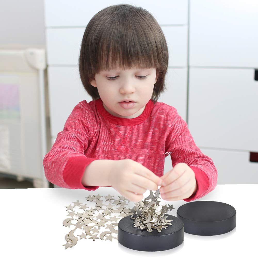 ArtCreativity Magnetic Moons & Stars Sculpture (Set of 2) Fun Office Desk Accessories, Stress-Relief Magnet Fidget Toys for Adults, Stocking Stuffers and Educational Development Toys for Kids