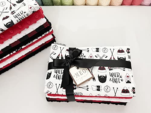 Wild + Free Baby Boy Burp Cloth Set of 5, MEG Original, Buffalo Plaid Woodland 104