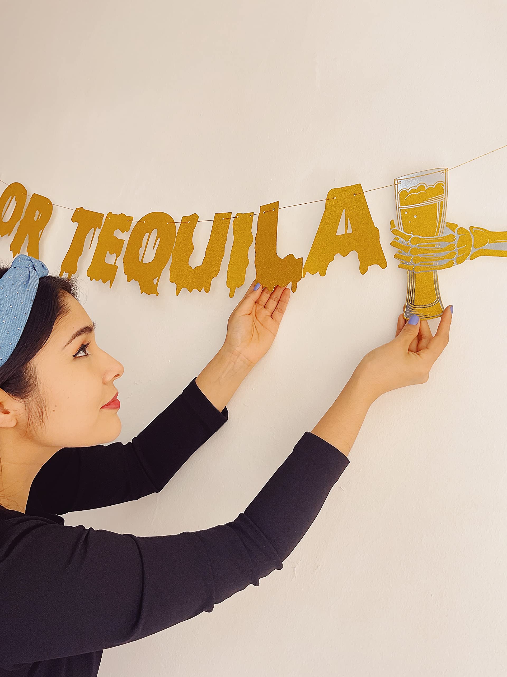 Bestus Trick or Tequila Halloween Decorations Banner - Adult Halloween Party Supplies Sign