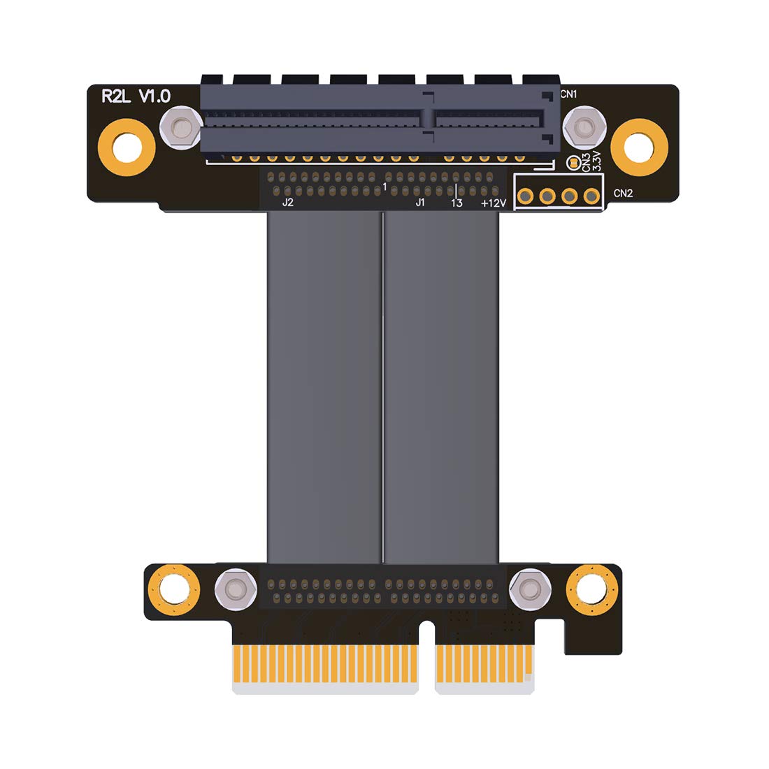 ADT-Link PCIe 3.0 x4 Extension Cable 32G/BPS PCI Express 4X Graphic SSD RAID Extender Conversion Riser Card Vertical 90 R22SL(20CM)