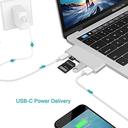 XUNMAIFHB Portable Docking Station,MacBook hub hub Converter USB-C to HDMI Splitter Type-c Docking Station Reader Type-c SD MicroSD USB3.0 Fast Transmission, Gray