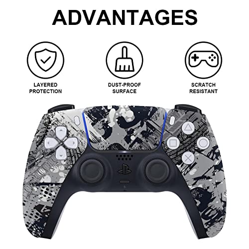 Abstract Tire Tracks Full Protective Skin Cover Design Wrap Decal Sticker Compatible with PS5 Disk Version Console and Controller