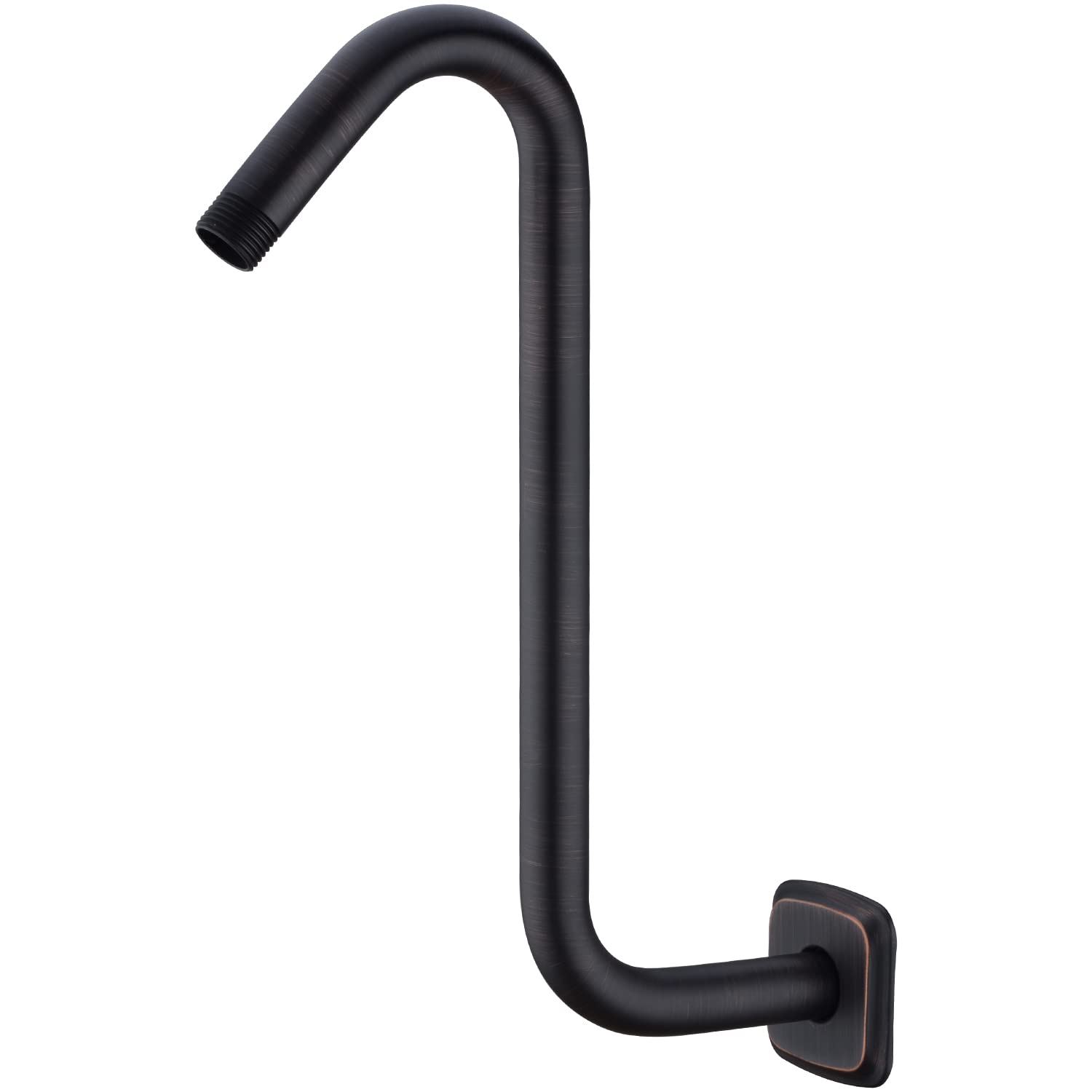 Angled Shower Arm with Flange S Shaped Rainfall Shower Head Riser Pipe, 12 Inch Stainless Steel Gooseneck Extender Arm with 9 Inch High Rise, Wall Mounted,Oil Rubbed Bronze