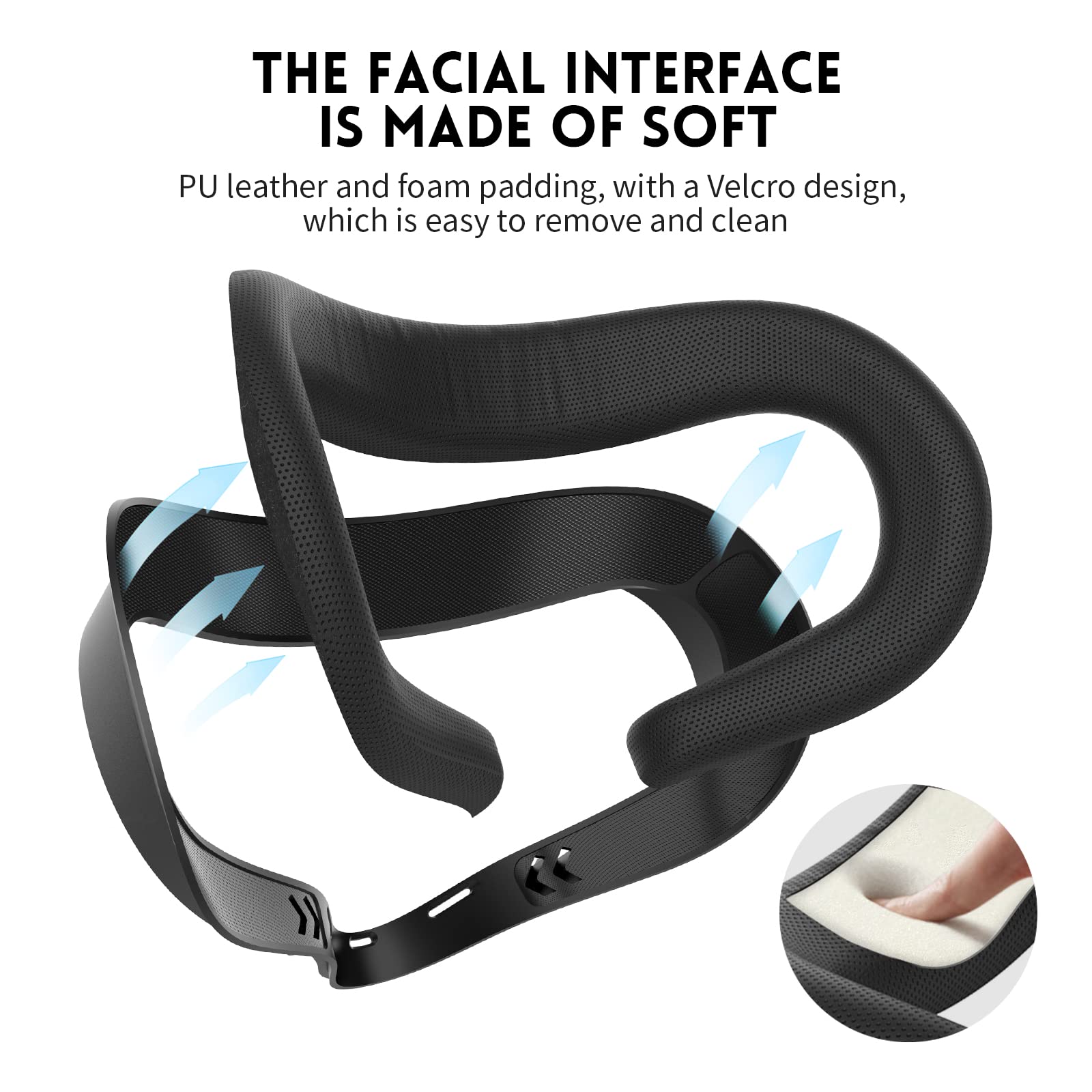 Adicop Fan Facial Interface for Oculus/Meta Quest 2 Accessories Relieve Lens Fogging and Hot Air Rechargeable up to 8-10 hours Working Time