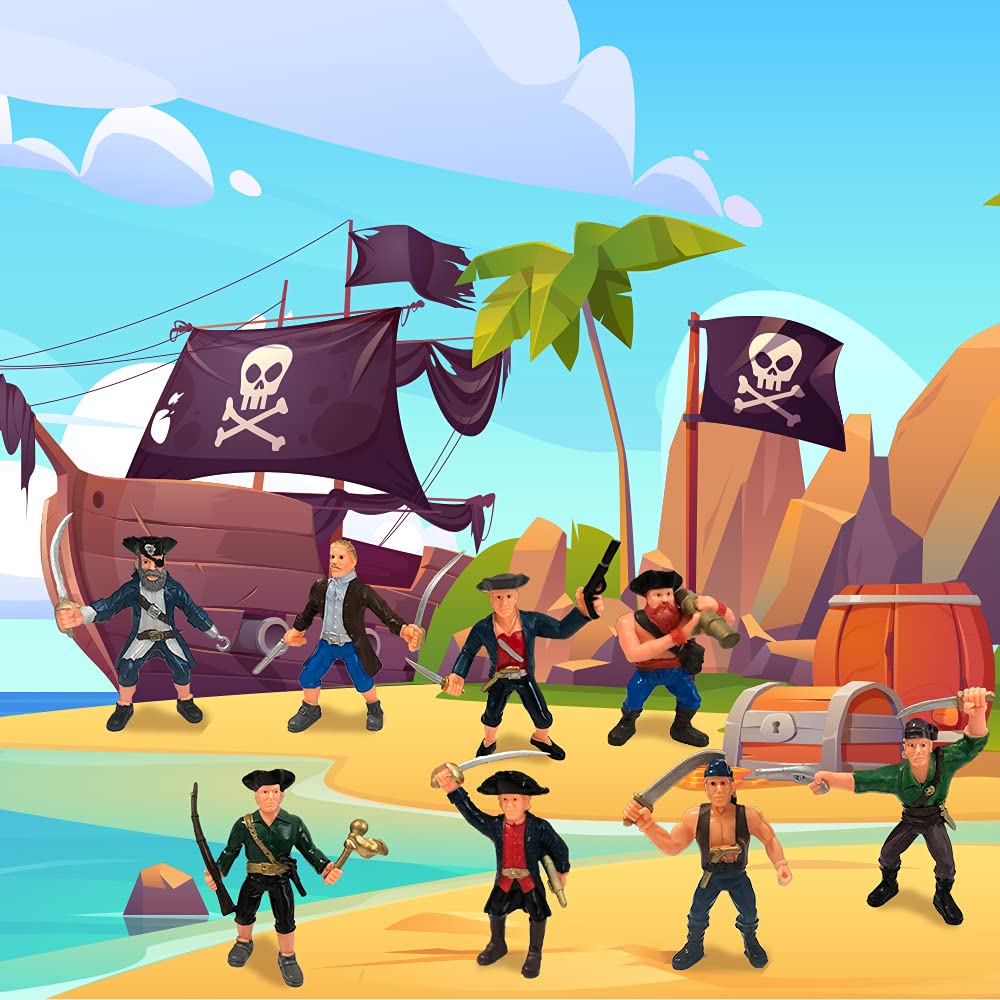 ArtCreativity Pirate Action Figure Playset, Set of 8 Legendary Plastic Figures in Assorted Poses, Cool Pirate Toy Set for Kids, Great Birthday Gift Idea for Boys and Girls