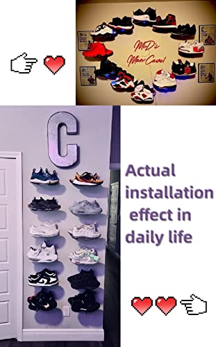 IEEK Floating Shoe Display 8 Pack,Levitating Acrylic Shoe Shelf for Wall,Clear Wall Mounted Shoe Rack Sneaker Display Shelves Space Saving Shoe Organizer Holder for Sneaker Collection
