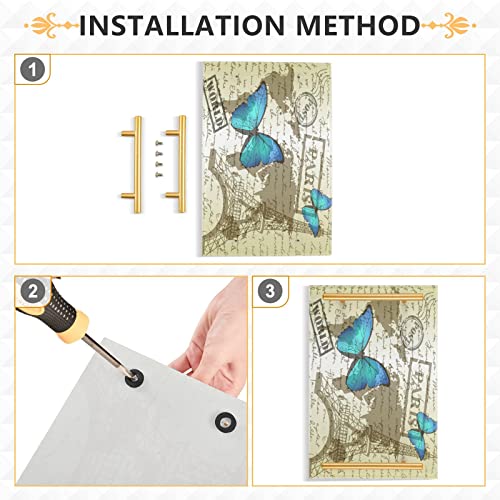Beautiful Butterfly Bathroom Vanity Tray Counter Organizer Eiffel Tower Bathroom Counter Tray Jewelry Plate Holder Decorative Organizer with Handles Countertop Storage for Bathroom Table Kitchen
