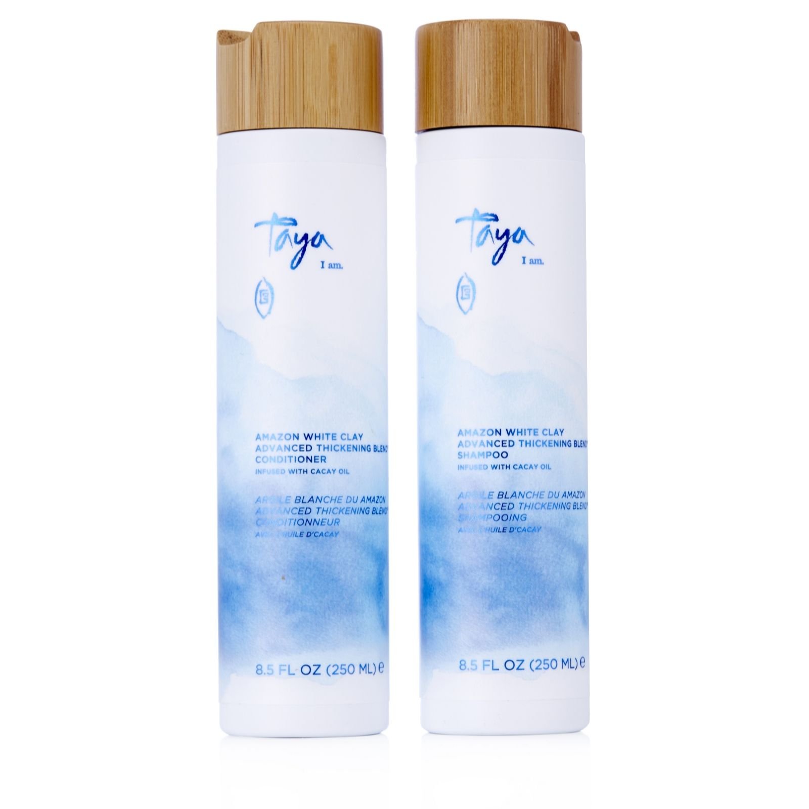 Taya Beauty Amazon White Clay Advanced Blend Thickening Shampoo and Conditioner Duo - Infuse Bounce and Body Into Lifeless and Thin Hair - 8.5 fl oz Bottles