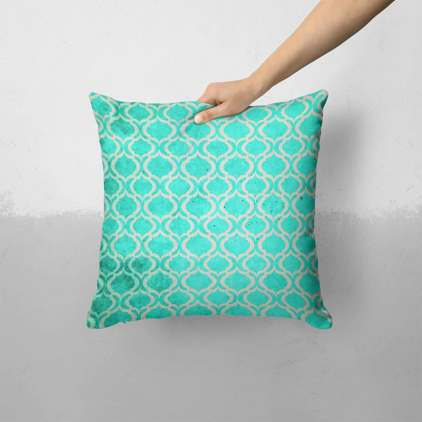 iiRov Teal and White Bubble Morrocan Pattern - Custom Decorative Home Decor Indoor or Outdoor Throw Pillow Cover Plus Cushion Set for Sofa, Bed or Couch (Pillow CASE Cover Plus Cushion)