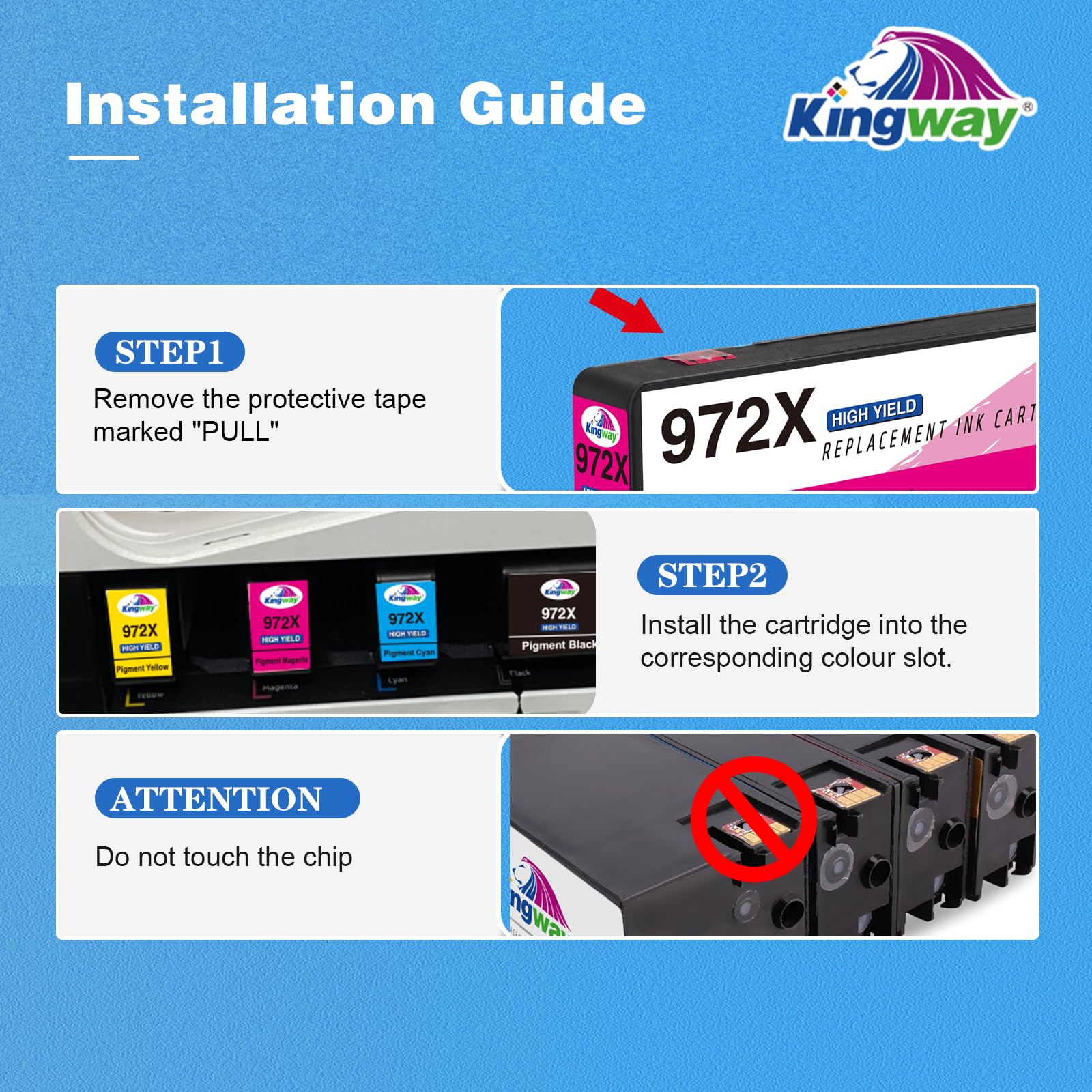 972X Ink Cartridges | Replacement for HP 972X Ink Cartridges | Work for HP 477dw 577dw 452dw 552dw 552dn 477dn 577z 452dn Pagewide Printer | 4-Pack