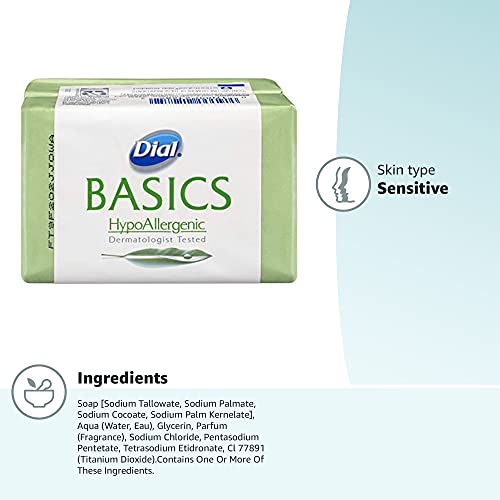 Dial Basics Hypoallergenic Bar Soap, 2 Count