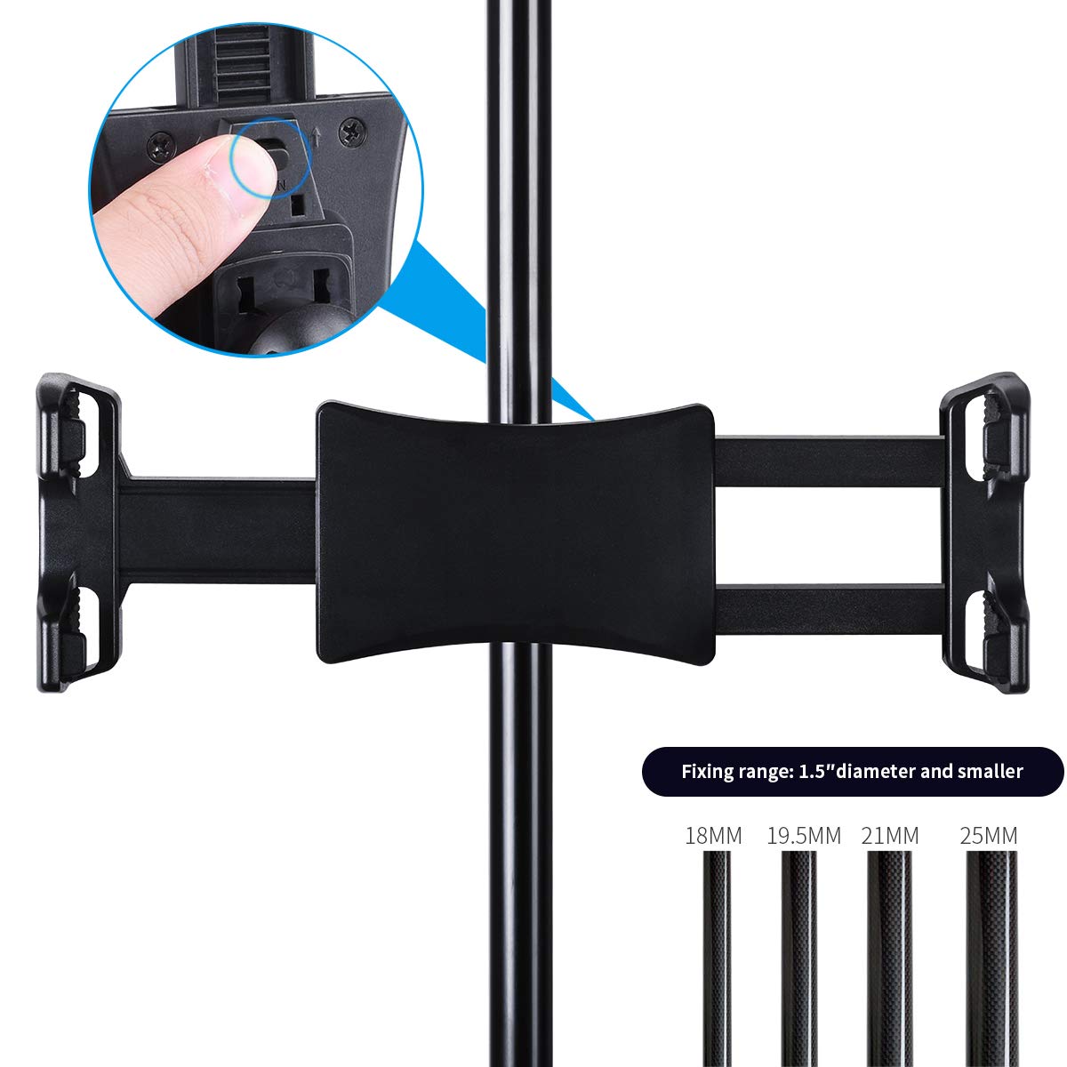JUBOR Tablet Mounts for Microphone Stands, Microphone Tablet Holder, Mic Music Stand for iPad, iPad Pro, iPad Air, iPad Mini, 2, 3, iPhone, Smartphone 4.7-12.9" Tablets