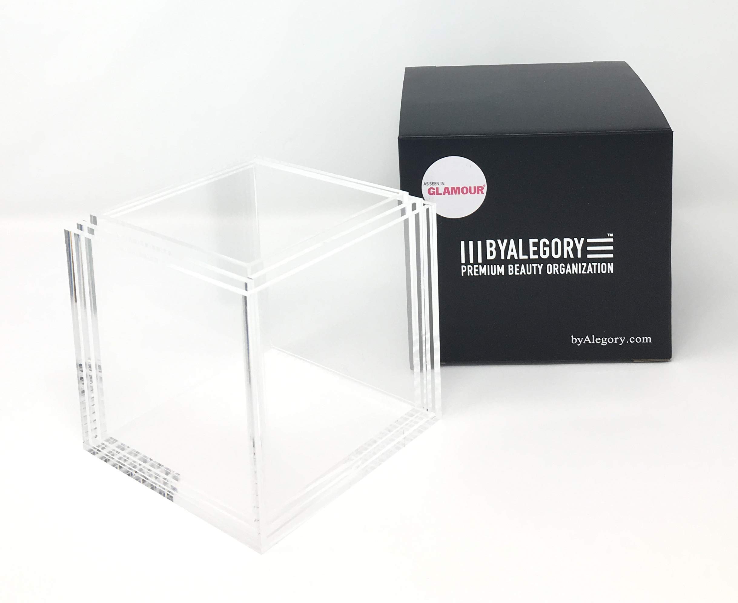BY ALEGORY Acrylic Bathroom Accessory Organizer Cubes Set of 3 for Storing Cottonballs, Ear Swabs, Toothbrushes, Toothpaste, Potpourri