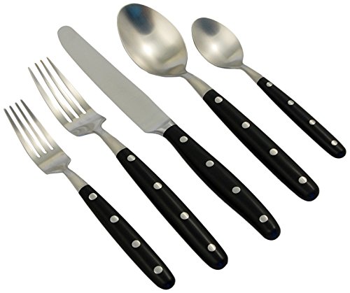 Ginkgo International Lyon 5-Piece Stainless Steel Flatware Place Setting, Ebony, Service for 1