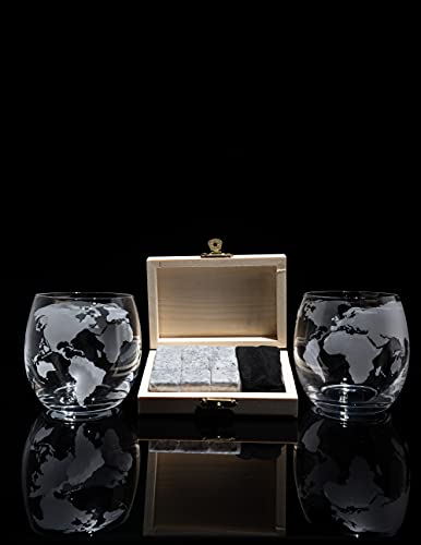 Gifts for Dad, Men Whiskey & Wine Decanter Globe World Set with Globe Glasses Anniversary Birthday House Warming for Liquor Scotch Bourbon Vodka, Gift for Him Husband, Gifts For Men Globe - 850ml