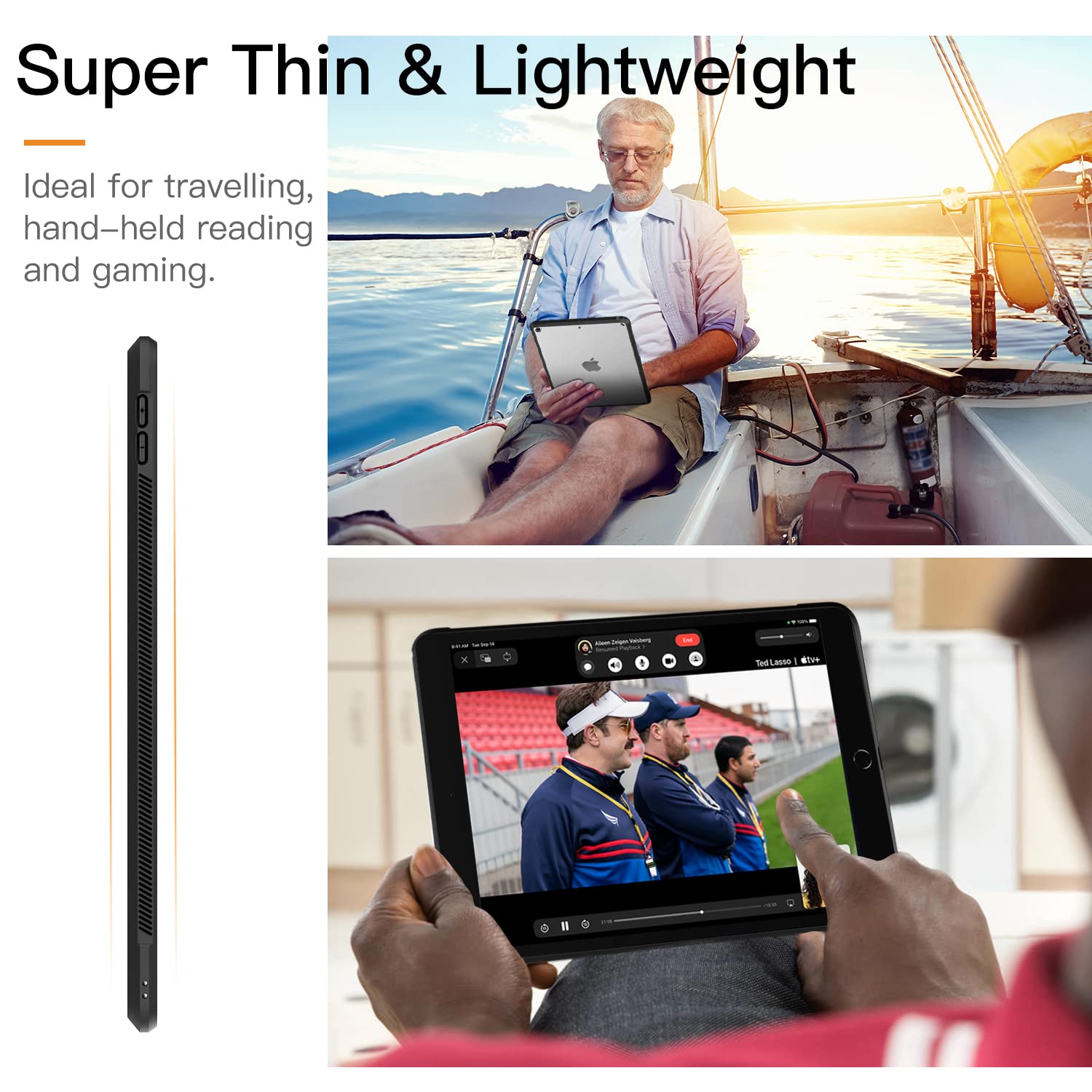 TiMOVO Case for New iPad 9th Generation 2021/8th Gen 2020/7th Gen 2019, Ultra Slim Lightweight Shock Absorbant Flexible TPU Air-Pillow Edge Protective Clear Case for iPad 10.2" case, Black