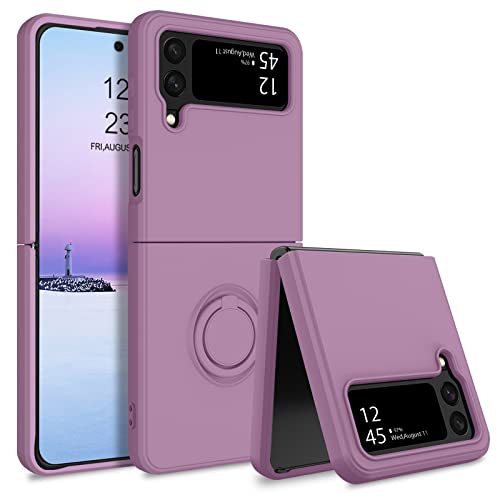 BENTOBEN Galaxy Z Flip 4 5G Case, Slim Silicone Kickstand, Shockproof Protective Bumper for Women, 6.7 inch, Purple